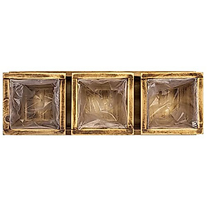 MyGift Countertop Herb Garden Container, Rustic Brown Wood Planter Box Succulent/Flower Pot Set with Decorative Bottom Tray and Plastic Liner