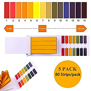 Jimitop pH Test Strips,5 Packs of 400 Strips pH 1-14 Test Paper,for Urine,Saliva,Drinking Water,Pool,Spa,Soap,Fish Tank and Liquids
