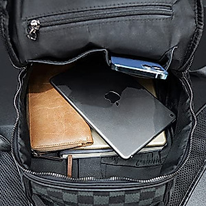 FJQSHA Student Backpack Fashion Plaid Backpack Student School Bag Large Capacity Shark Backpack (Color : Black, Size : 29 * 45 * 10)