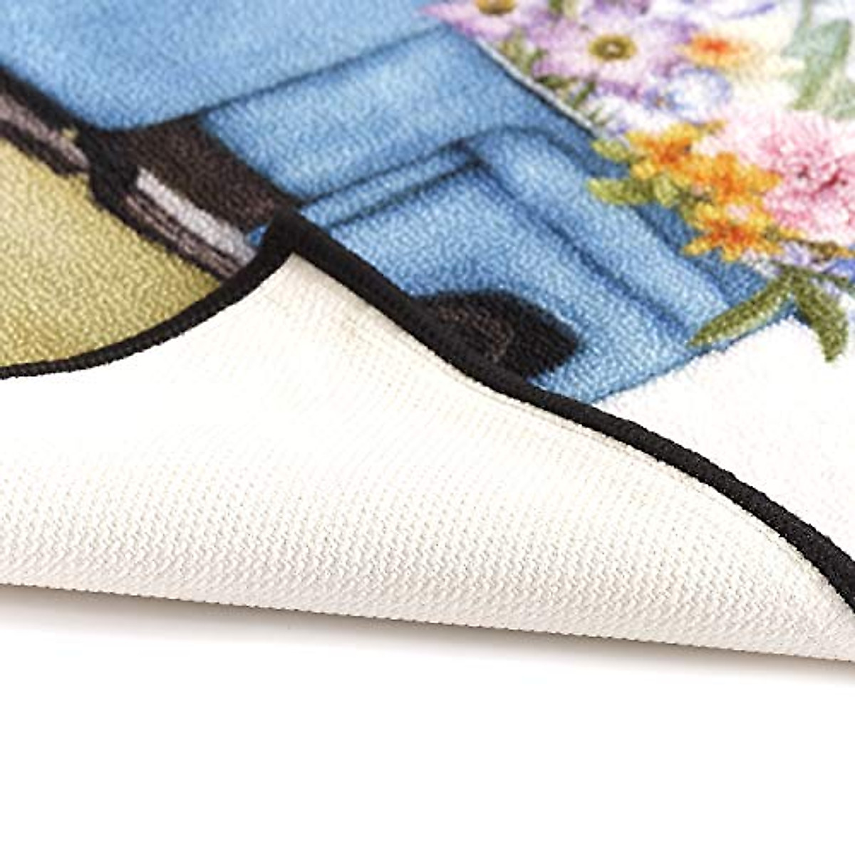 Vintage Truck Kitchen Rug - Non-Slip with Spring Flowers, Farmhouse Style