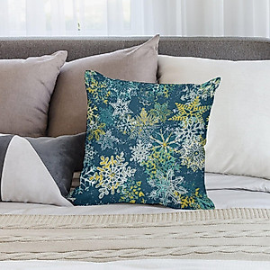 Meaudiwes Square Decorative Pillow Covers 24" X 24", Christmas Decorations Snowflakes Cushion Cover Soft Short Plush Pillowslip for Sofa Bedroom Home Decoration