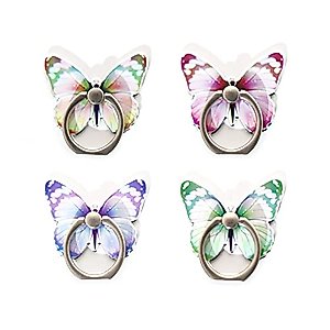 4 Pack Cute Butterfly Cellphone Stand Set, Butterfly Cell Phone Ring Holder, 360°Rotation Phone Ring Grip Compatible with All Smartphones Tablet(Pink, Yellow, Purple, Green)