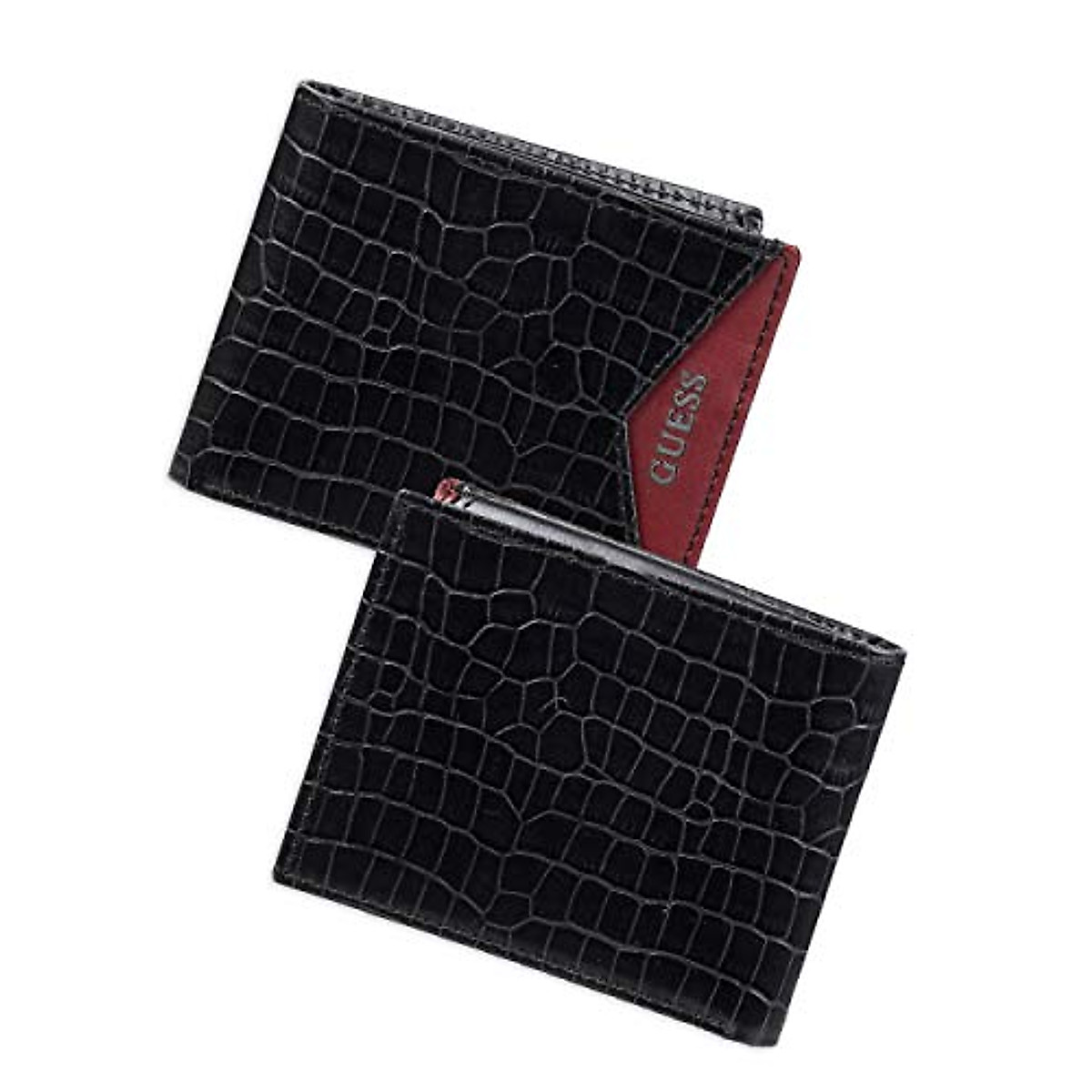 Guess Men's Leather Passcase Wallet, Black Rosete, One Size