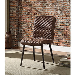 ACME Millertton Side Chair (Set-2) - 70423 - Vintage Chocolate Top Grain Leather & Antique Black