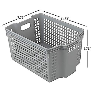 Neadas Plastic Small Deep Stacking Baskets, Stackable Storage Baskets, 6 Packs