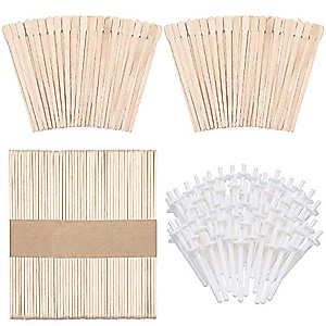 250 Pieces Wax Applicator Sticks Wood Craft Sticks for Hair Removal Eyebrow Wood Spatulas Applicator Large Small Wooden Waxing Sticks and 50 Pieces Nose Wax Applicators Sticks for Nose Hair Removal