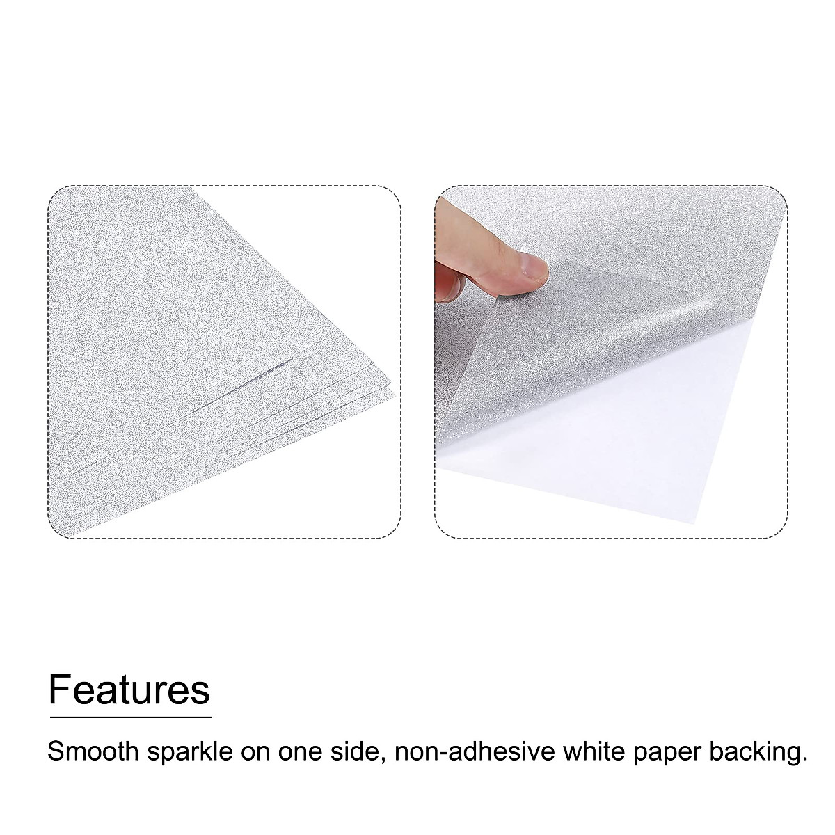 MECCANIXITY Glitter Cardstock Paper 7.8 Inch x 11.8 Inch, 5 Sheets Sparkly Paper Craft Cardstock for Thanksgiving Gift Box Wrapping Birthday Decor Scrapbook, Silver Tone, 80gsm