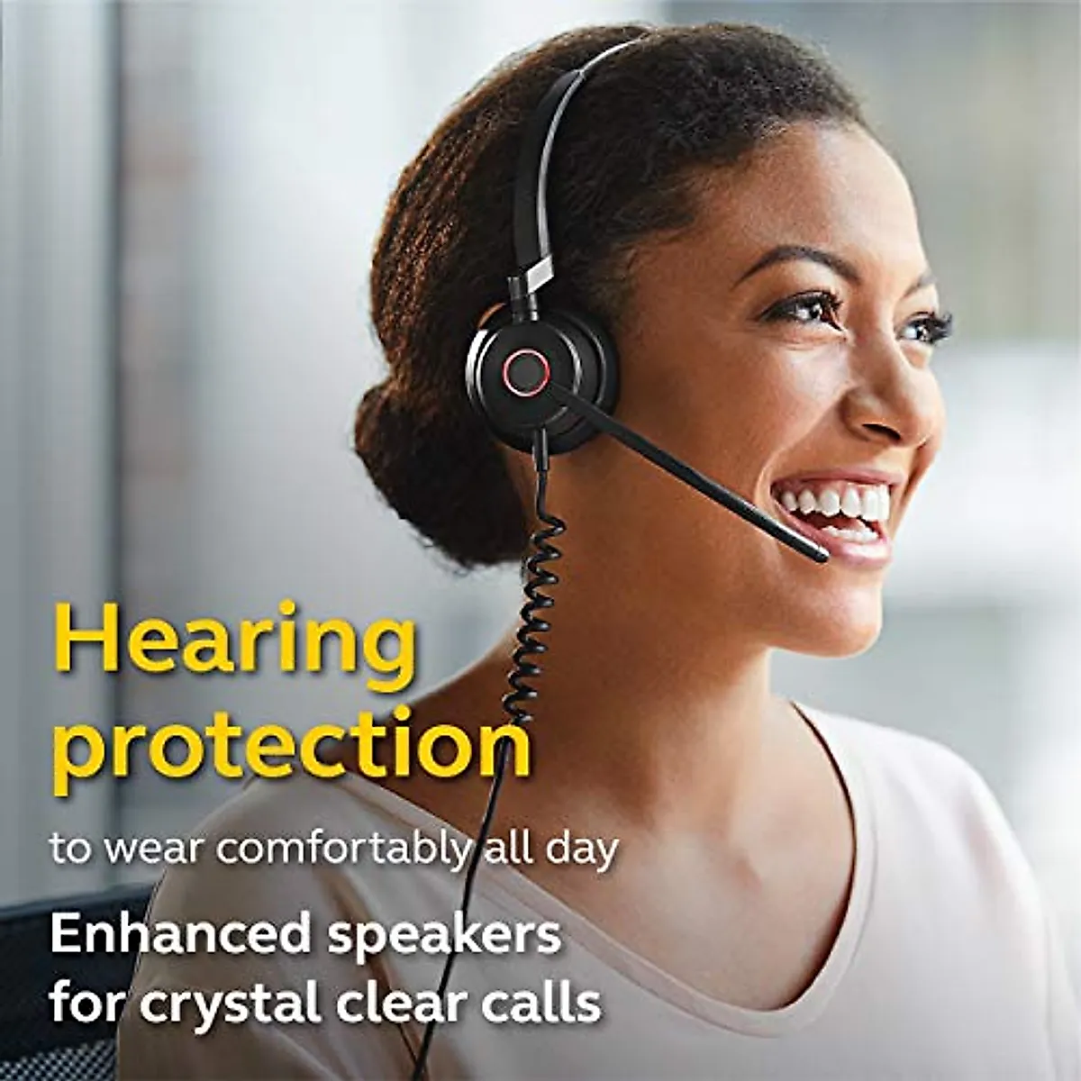 Jabra Engage 50 Wired Headset, Stereo – Telephone Headset with 3-Microphone System, Blocks Out Background Noise for Increased Agent Focus, Call Center Headset Features Enhanced Hearing Protection