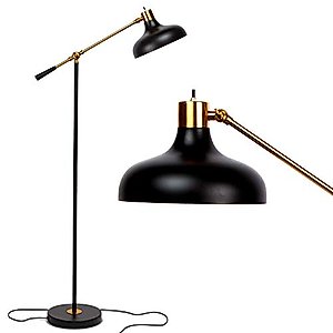 Brightech Wyatt LED Floor Lamp, Industrial Floor Lamp for Living Rooms & Offices – Charming Farmhouse Floor Lamp, Adjustable Head Standing Lamp for Bedroom Reading, Stunning Living Room Decor