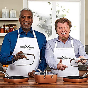 Copper Chef Stack-able Black Diamond 5-piece Non-Stick Fry Pan Set, 9.5 Inch grill pan, 9.5 Inch griddle pan, 4.5 Quart saucepan Recipes Cookbook Included