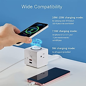 Power Strip with USB C Ports, KingTSYU Travel Surge Protector Tower Extension Cord with PD 20W/2USB A/2AC Outlets/Phone Wireless Charger,Fast Charging Power Delivery for Dorm Home Office