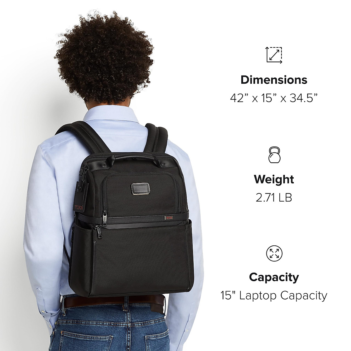 TUMI Alpha 3 Slim Solutions Laptop Brief Backpack - Hands-Free Comfort for Commuters - 15-Inch Computer Backpack for Men and Women - Black