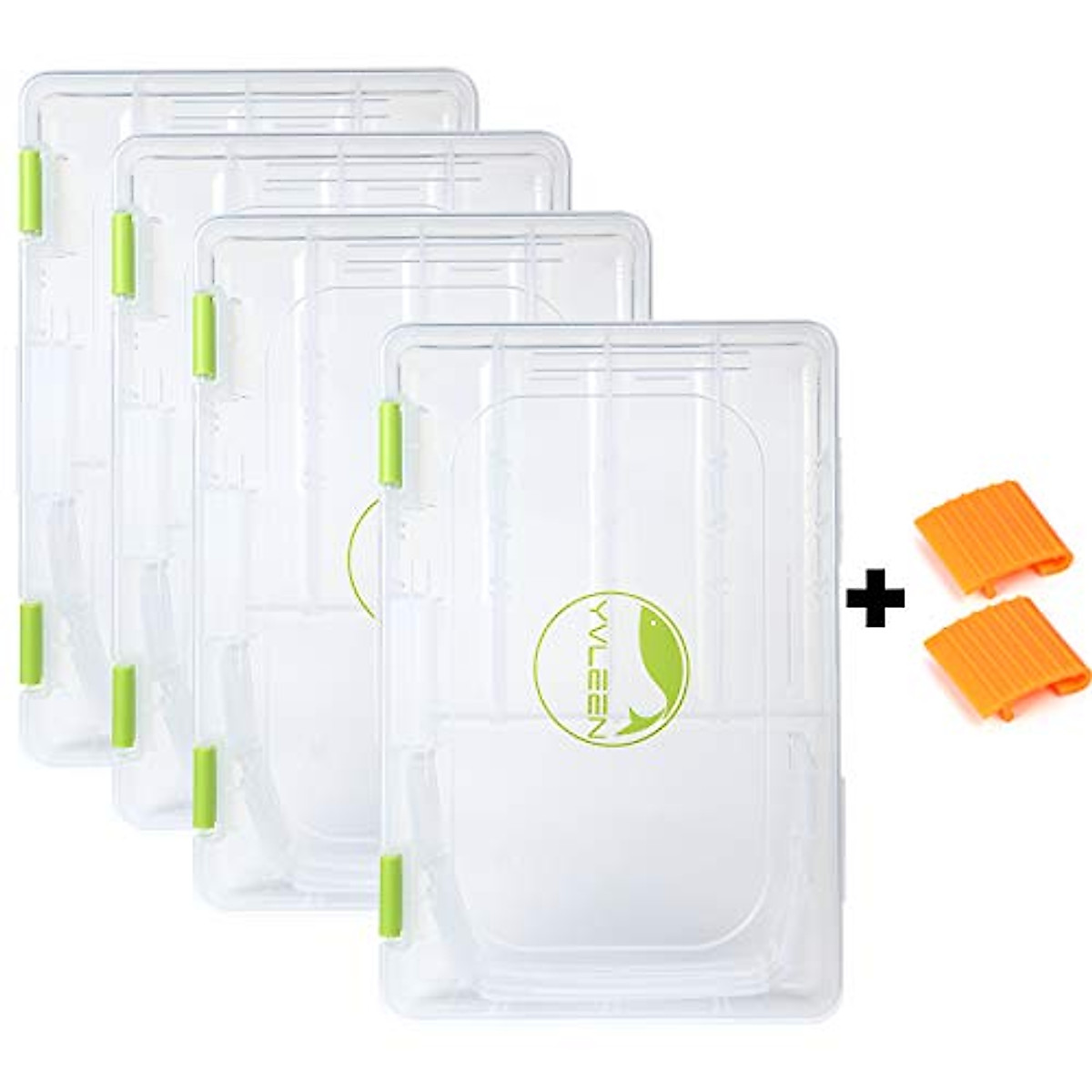 YVLEEN Fishing Tackle Boxes - 3600 3700 Tackle Box Plastic Storage Organizer Box with Removable Dividers - 2packs/4packs Tackle Trays - Included 2pcs of Extra Clip