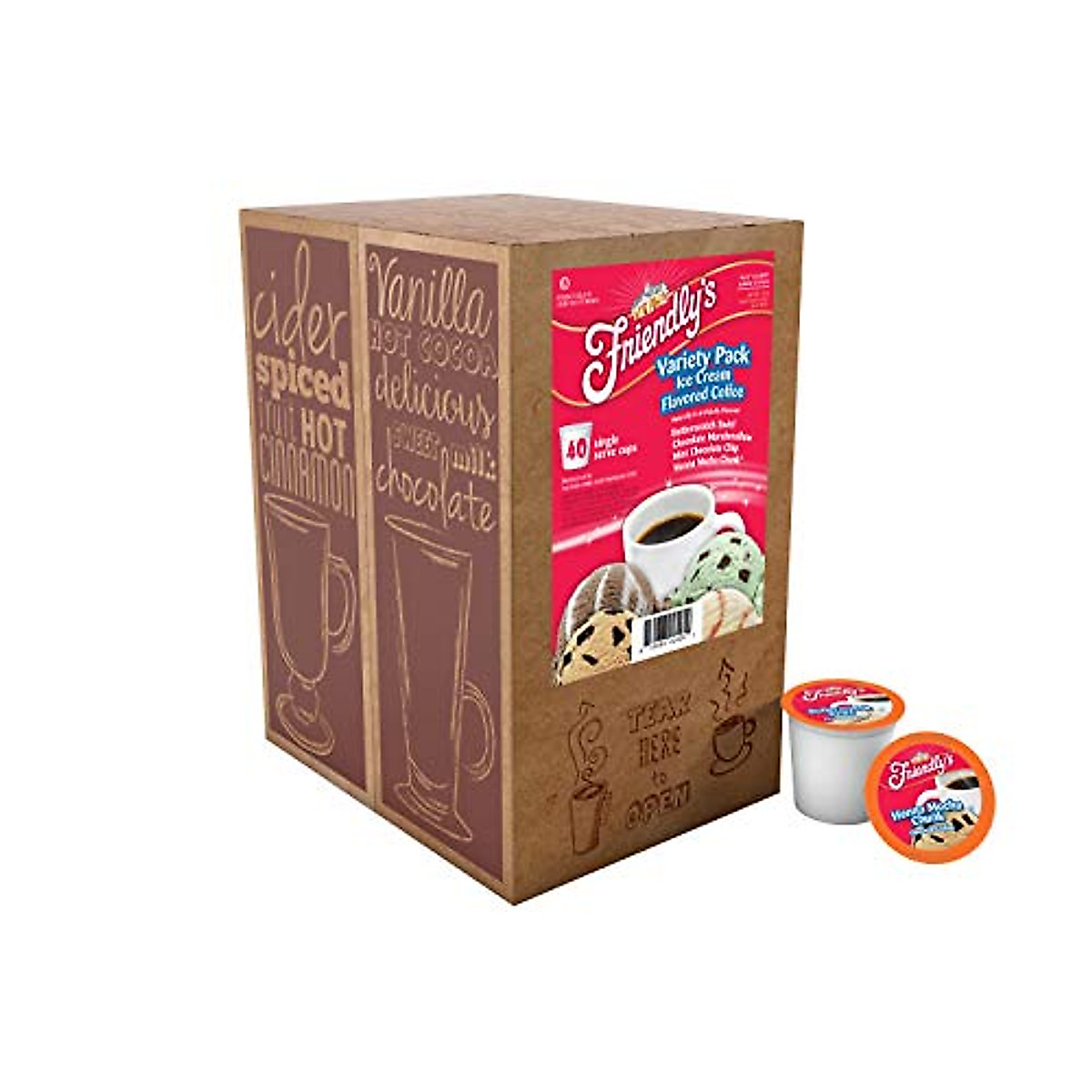 Friendly's Coffee Pods, Assorted Flavored Ice Cream Variety Pack, Compatible with Keurig K Cup Brewers, 40 Count