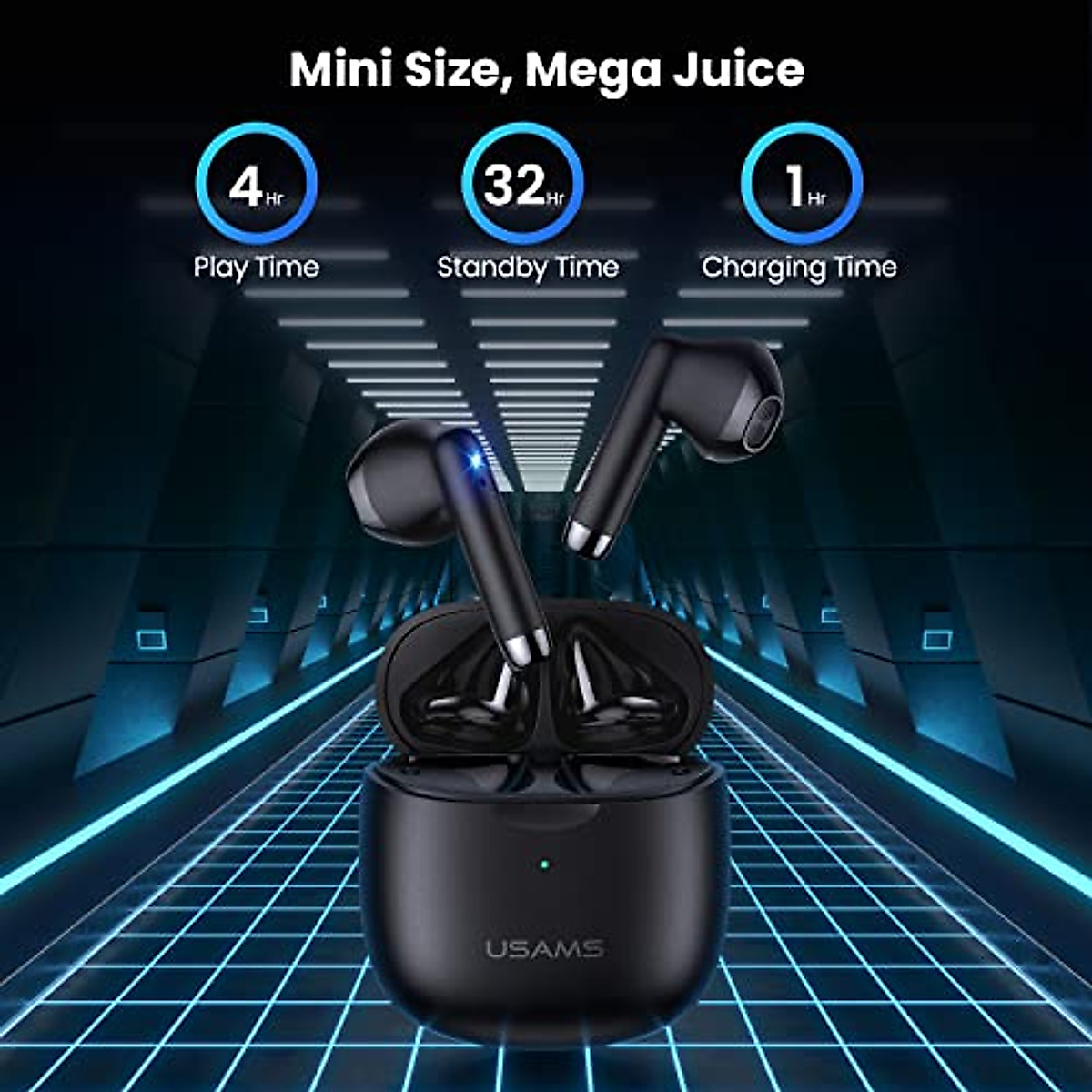 Wireless Earbuds, Bluetooth 5.0 Headphones in Ear with Charging Case, Hands-Free Headset with Mic, Hi-Fi Stereo Sound, Touch Control, 24 Hours Playback, Bluetooth Earbuds for iPhone/Android/WP, Black