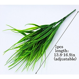 8 Pcs Artificial Outdoor Plants, Fake Plastic Greenery Shrubs Wheat Grass Outdoor Window Box Verandah Hanging Planter Indoor Outside Home Garde