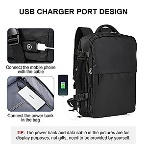 Large Travel Backpack Women, Carry On Backpack,Hiking Backpack Waterproof Outdoor Sports Rucksack Casual Daypack Fit 14 Inch Laptop with USB Charging Port Shoes Compartment