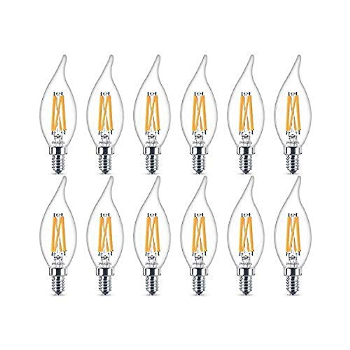 Philips LED Classic Glass Dimmable BA11 Light Bulb, 500 Lumen, Daylight (5000K), 5.5W-60W, E12 Base, Title 20 Certified, (Pack of 12)