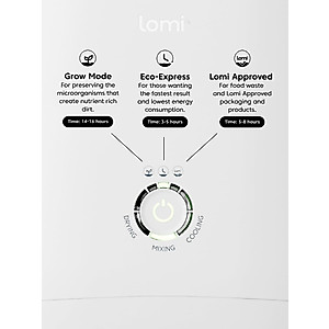 Lomi 1.3 – 3L, Electric Composter (45 Cycles), World’s First Smart Waste That Turns Waste into Natural Fertilizer with a Single Button, Indoor Compost - Kitchen Food Recycler (White, Lomi 1.3)