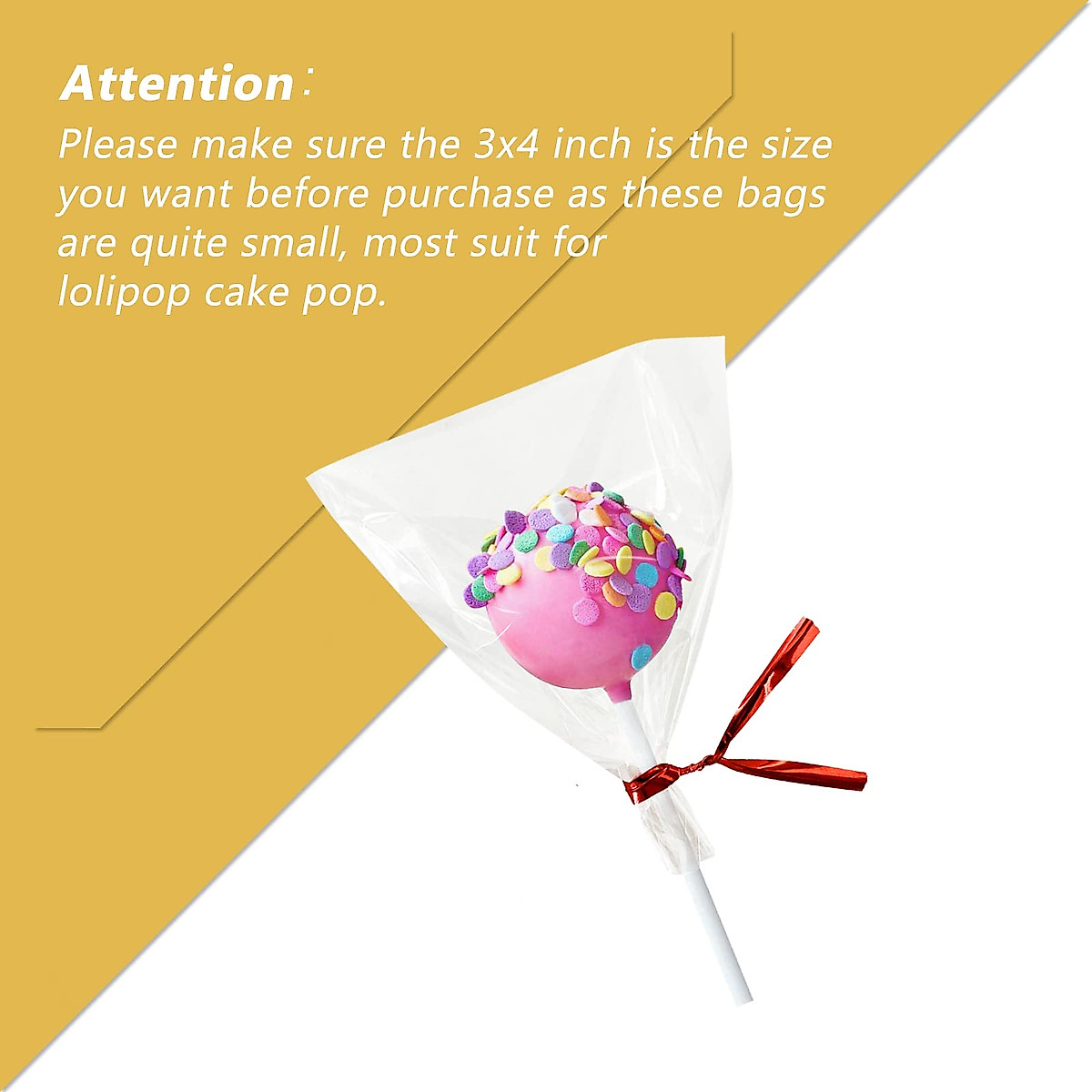 XLSFPY 100PCS Clear Cellophane Treat Bags with 100PCS Twist Ties, 3x4 OPP Rice Crispy Bags for Gift Goodie Favor Candy Cake Pop Birthday Party Cookies Christmas New Year Wedding Party (3'' x 4'')