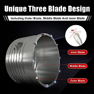Zeliceka 17PCS Concrete Hole Saw Kit with SDS Plus & Max Shank, Kit Size 30 40 50 65 80 100 110 MM, Concrete Hole Saw Set for Concrete Brick Stone Cement Wall