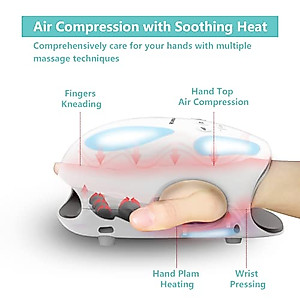 CINCOM Hand Massager - Cordless Hand Massager with Heat and Compression for Arthritis and Carpal Tunnel - Gifts for Women(A-WH)