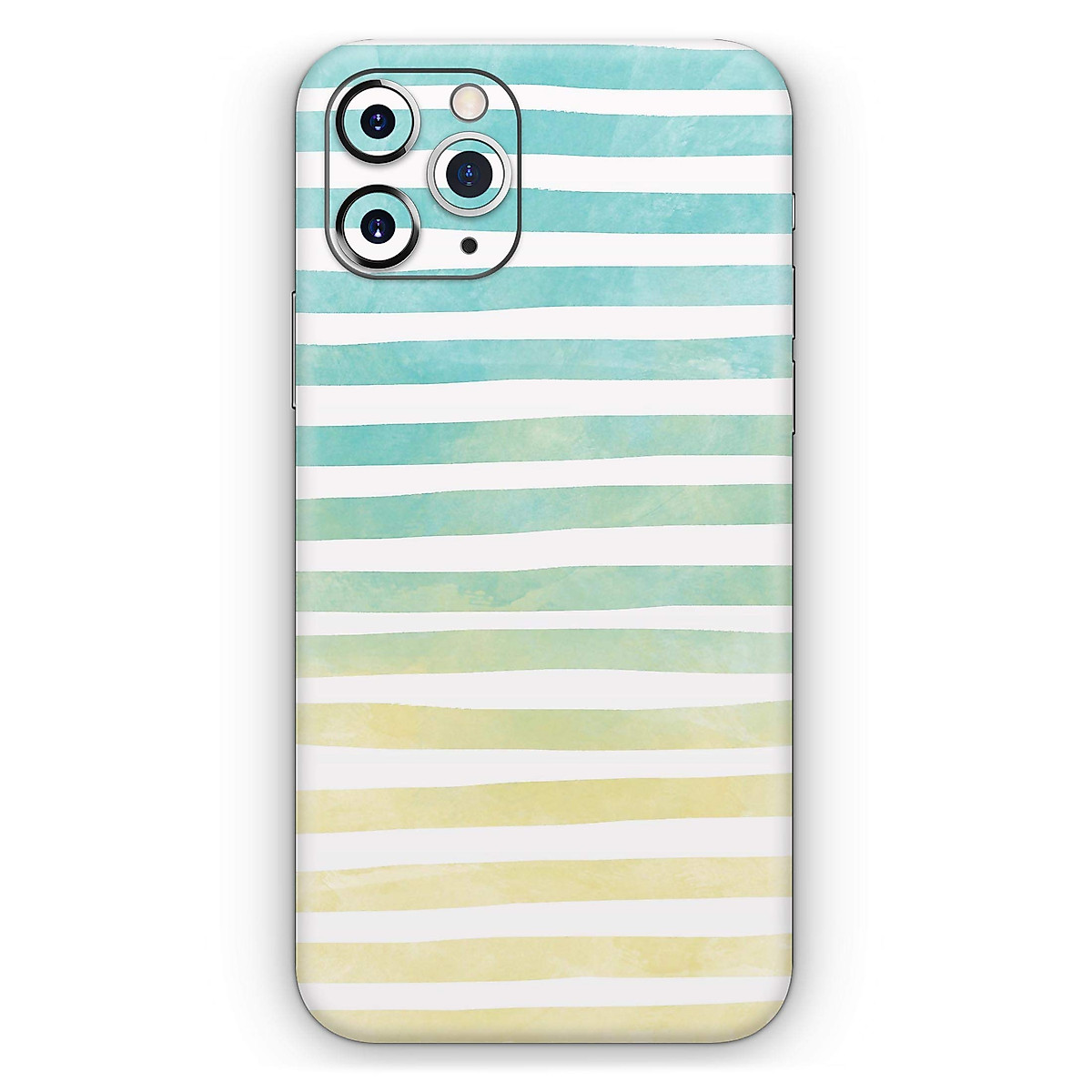 Design Skinz Green Watercolor Ombre Stripes - DesignSkinz Protective Vinyl Decal Wrap Skin Cover Compatible with The Apple iPhone XR (Full-Body, Screen Trim & Back Glass Skin)