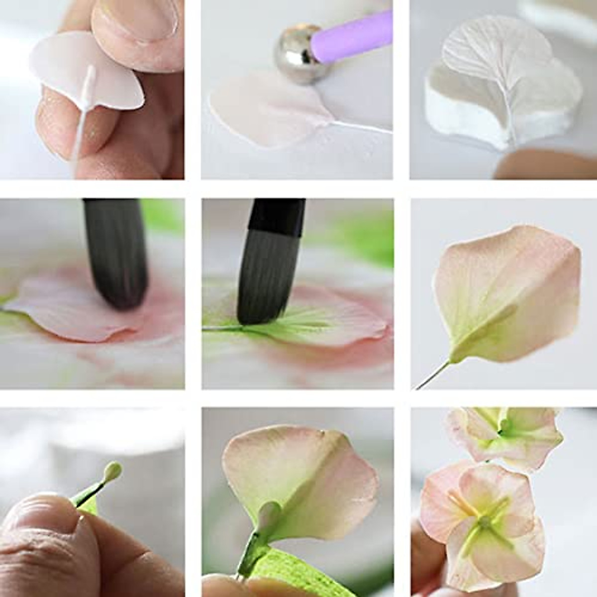 KALAIEN Sugarpaste Flower Veiner Fondant Cutters Set Hydrangea Cake Decorations Bakery Tool