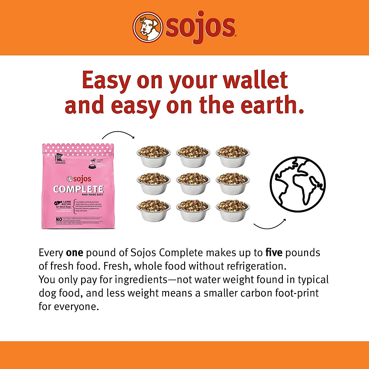 Sojos Complete Lamb Recipe Dehydrated Dog Food, 7 lb