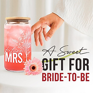 HEXMOZ Bride To Be Gifts - Engagement Gift, Fiance Gifts for Women - Engaged Gifts for Her, Couple - Future Mrs Gifts - Bridal Shower Gifts, Bride Gifts, Bachelorette Party Favors Decor - Glass Cup