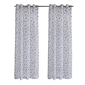 LOFT LIVING Tandem Leaf Indoor/Outdoor Grommet Curtain Panel 54" x 84" in Grey