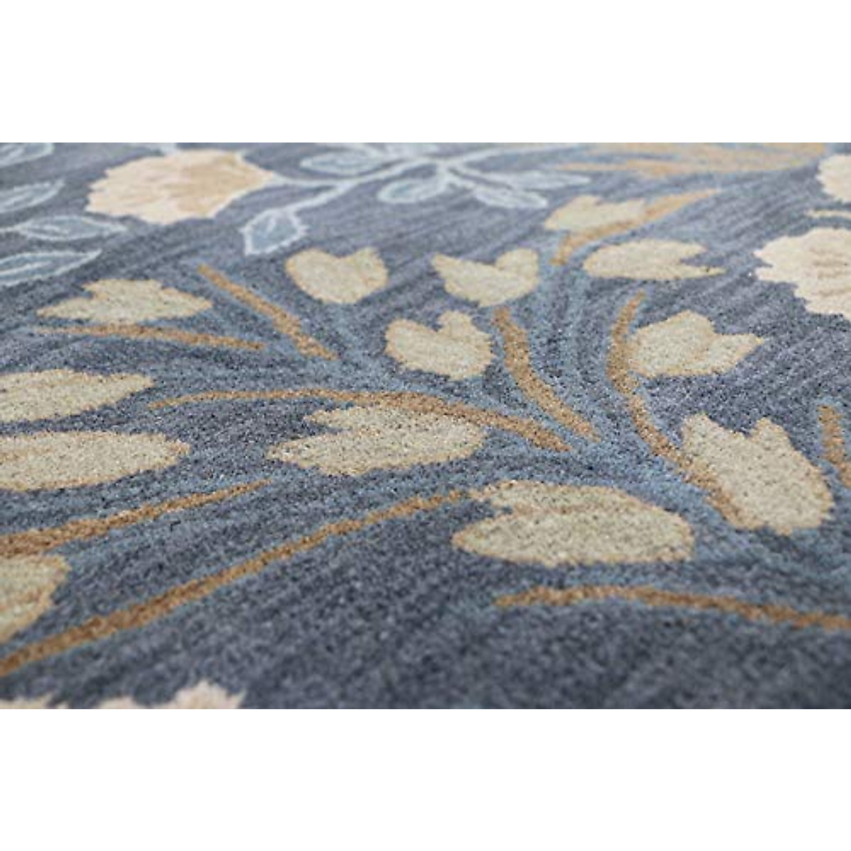 Old Hand Made Floral Blue Tulip Traditional Persian Oriental Woolen Area Rugs (8'x8' Round)