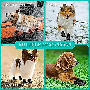 Dog Boots Waterproof Shoes for Dogs with Reflective Straps, Rugged Anti-Slip Soft Sole Dogs Paw Protector for Small Medium Large Dog (3#, Red)