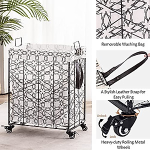 Fiona's magic Laundry Cart with Wheels, Rolling Hamper with Handles, Laundry Basket with Heavy duty Rolling Lockable Wheels