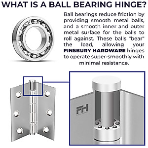 Finsbury Hardware Heavy Duty Door Hinge Bronze Ball Bearing 3.5 x 3.5 Inch Solid Brass Heavy Duty with Decorative Screw-on Tips Included - Set of 2 Hinges (Oil-Rubbed Bronze)