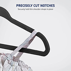 Zober Velvet Kids Hangers for Closet - Pack of 50 Non Slip Childrens Hangers for Shirts, Pants & Dresses w/Swivel Hook - Durable Kids Clothes Hanger w/Notches - Small Hangers - Black