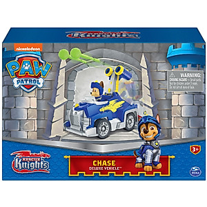 Paw Patrol, Rescue Knights Chase Transforming Toy Car with Collectible Action Figure, Kids Toys for Ages 3 and up