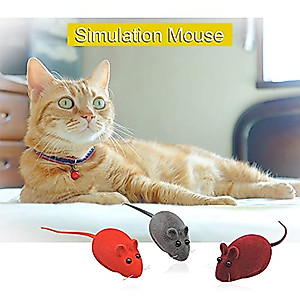 Andiker 3Pcs Cat Mouse Toy, Flocking Squeaking Mouse Cat Toy 3 Random Colors Soft Small Cat Toys for Indoor Cats Interactive Cat Toy for Cats and Kitten to Catch and Bit (3pcs)