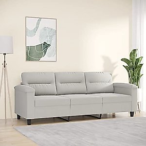 vidaXL 3-Seater Sofa Light Gray 70.9" Microfiber Fabric