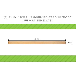 CC KITS Set of Eight (8) 53 1/4 Inch Full/Double Size Solid Wood Support Bed Slats｜Use Crib Conversion Kits｜Platform Frame for Mattress｜Bunkie Board, Box Spring or Foundation Replacement Option