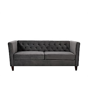 US Pride Furniture Modern Style Soft Elegant High Density Foam Cool Grey Velvet Button-Tufted 3 PC Living Room Set with Removable Cushion & Solid Wood Legs (S5708-5714) Sofas