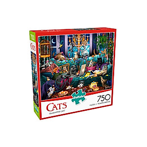 Buffalo Games - Brigid Ashwood - Quarantine Cats - 750 Piece Jigsaw Puzzle For Adults - High Quality Challenging Puzzle Perfect for Game Nights - Finished Puzzle Size is 24.00 x 18.00