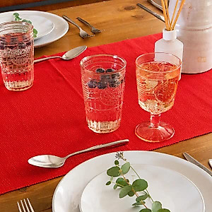 Bormioli Rocco Romantic Set Of 6 Stemware Glasses, 10.75 Oz. Colored Crystal Glass, Cotton Candy Pink, Made In Italy.