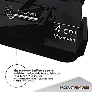 Modern Innovations Bedside Shelf for Bed, College Dorm Room, Bunk Bed Shelf for Top Bunk, Clip On Nightstand Tray with Cord and Cup Holder, Bunkbed Caddy for Table Storage (Black)