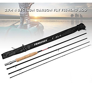 LOVEPET 2.7M 4 Section Carbon Fly Fishing Rod with Soft Cork Handle Fish Tackle 3/4#