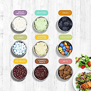 Bento box Sauce Container with Lid, 304 Stainless Steel Salad Dressing Container, Dressing Containers to Go for Condiments With Lid,Bento Boxes Salad Dipping Sauce Cup, Multicolor 6pcs 1.7oz Dip Cups