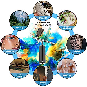 Autolock 30PSI Air Brush Set, Rechargeable High Pressure Air Brush Compressor, Handheld Air Brush Gun, Air Brush Set, Portable Mini Air Brush for Hair & Nails, Cake Decorating, Makeup (Black 1)