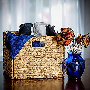 12.7" Foldable Hyacinth Storage Basket with Iron Wire Frame by Trademark Innovations