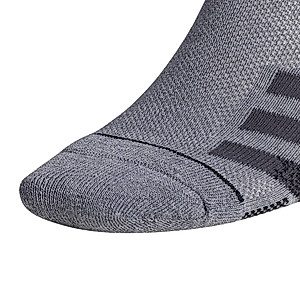 adidas Men's Superlite Stripe 3 No Show Socks (3-Pair), Heather Dark Grey/Black/Night Grey, Large