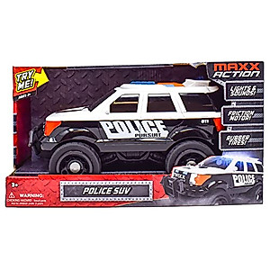 Sunny Days Entertainment Large Police Car – Lights and Sounds Vehicle with Motorized Drive and Soft Grip Tires | Rescue SUV Patrol Toy for Kids – Maxx Action